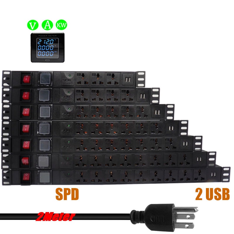 Server Rack Power Distribution Unit PDU 3-10 Poss. Socket Outlet, Voltage, Current, Power ...