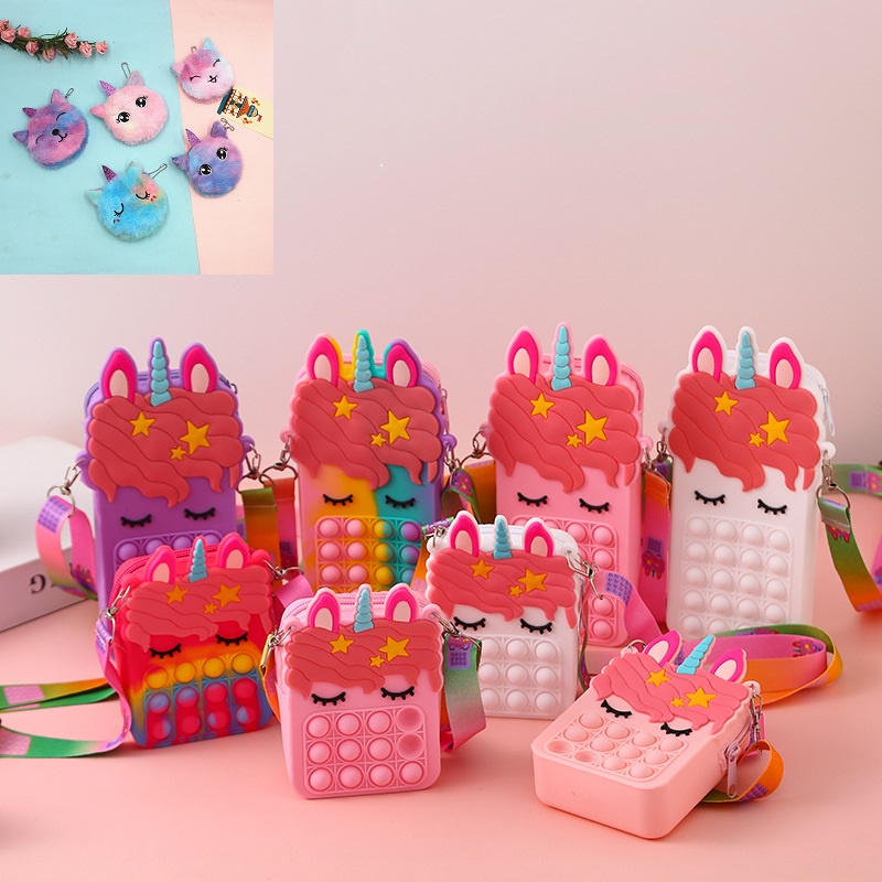 Hi-Kid Unicorn Pop Push Pop It Toy Messenger Bag and Shoulder Bag ...