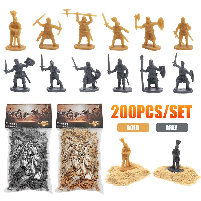 200Pcs Plastic Medieval Knight Soldiers Model Toys Army Men Infantry ...