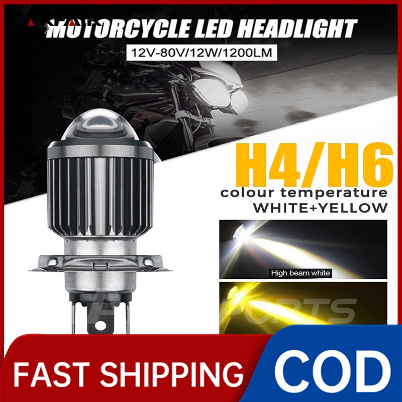 Universal Motorcycle LED Headlight Bulb H6 H4 Yellow+White 2 Color Far ...