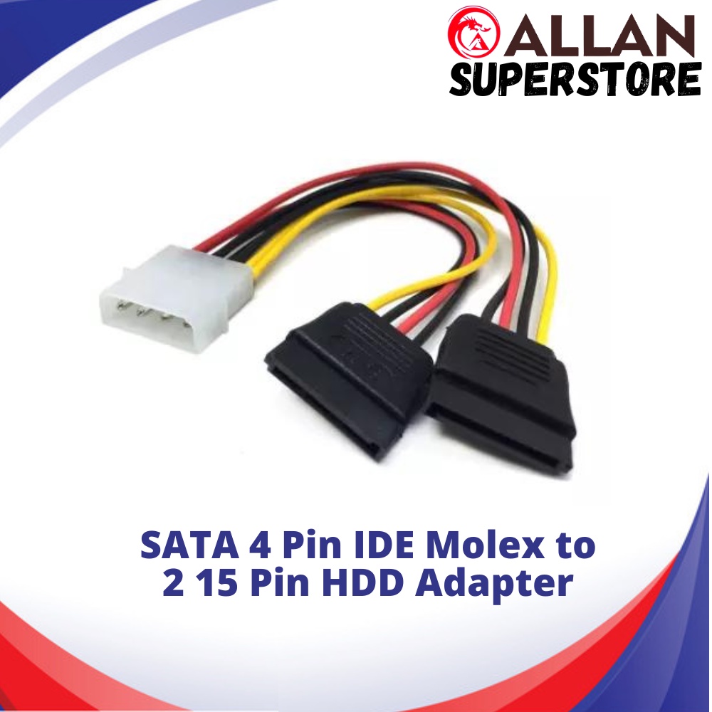 Allan Superstore SATA 4 Pin IDE Molex to 2 15 Pin HDD Adapter | Shopee ...