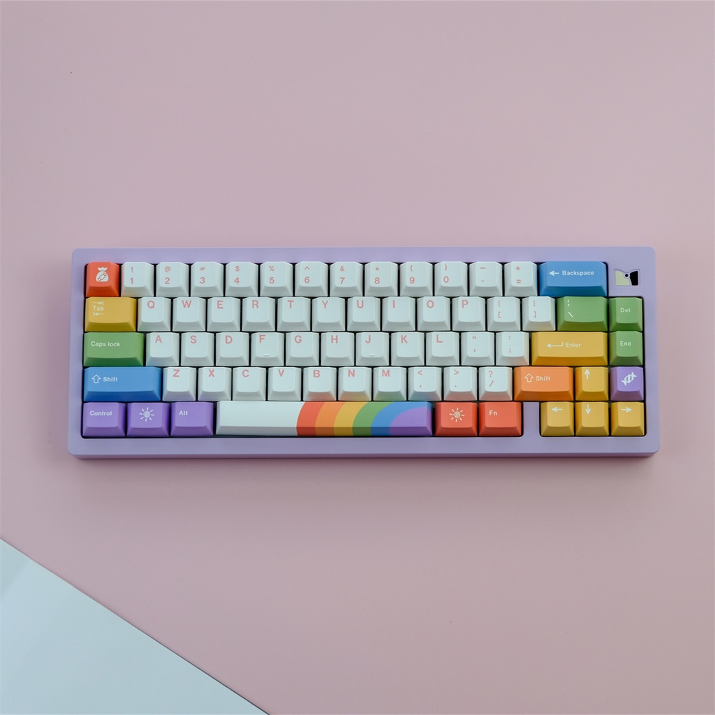 129 Keys GMK Rainbow Keycaps Cherry profile PBT Dye Sublimation ...