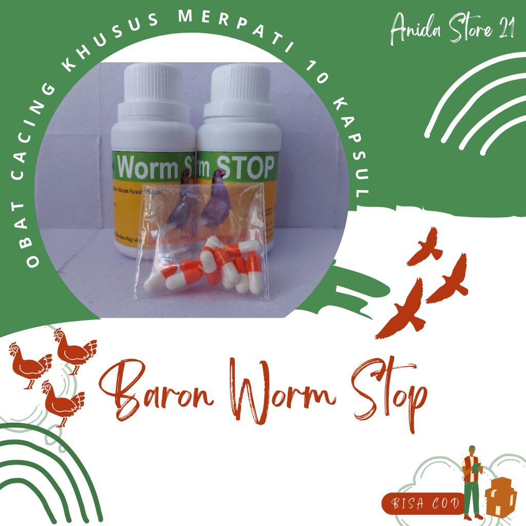 Baron Worm Stop Pigeon Special Worm Medicine 10 Capsules | Shopee ...