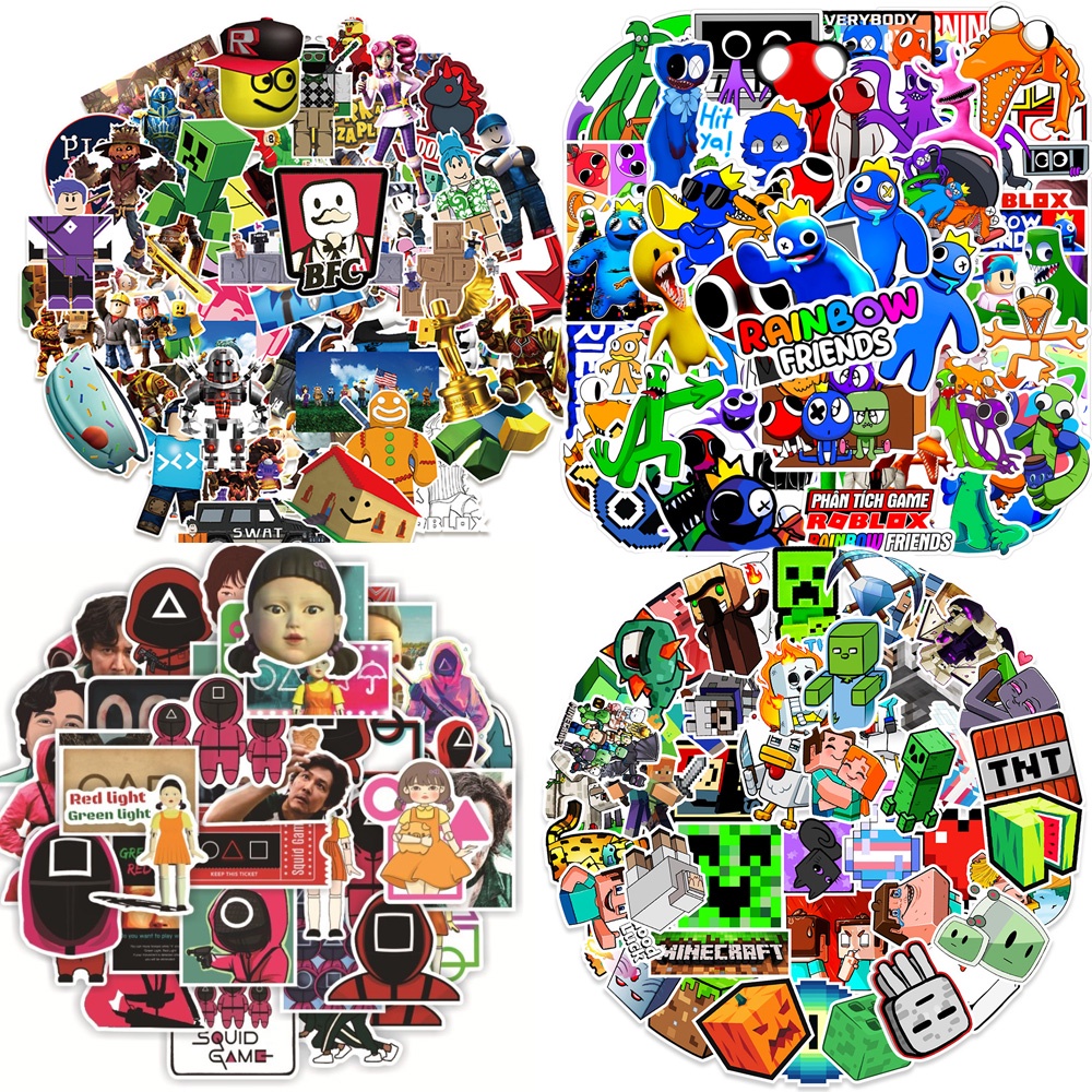 50pcs/set cartoon stickers Minecraft Roblox Squid Game Rainbow Friends ...