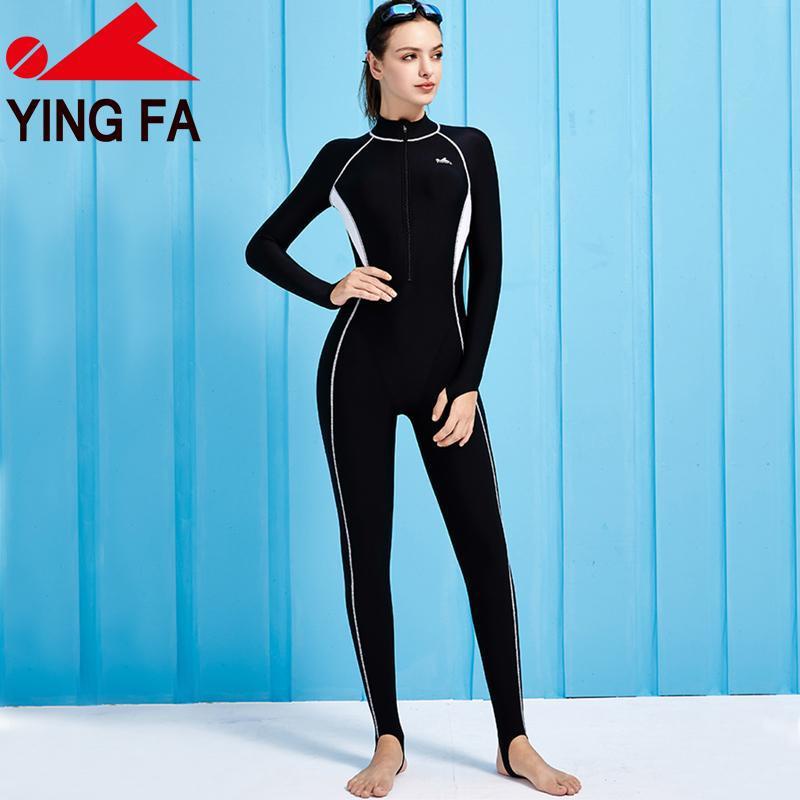 Yingfa Women's Conservatively Long Sleeve Wetsuit Skin Surfing ...