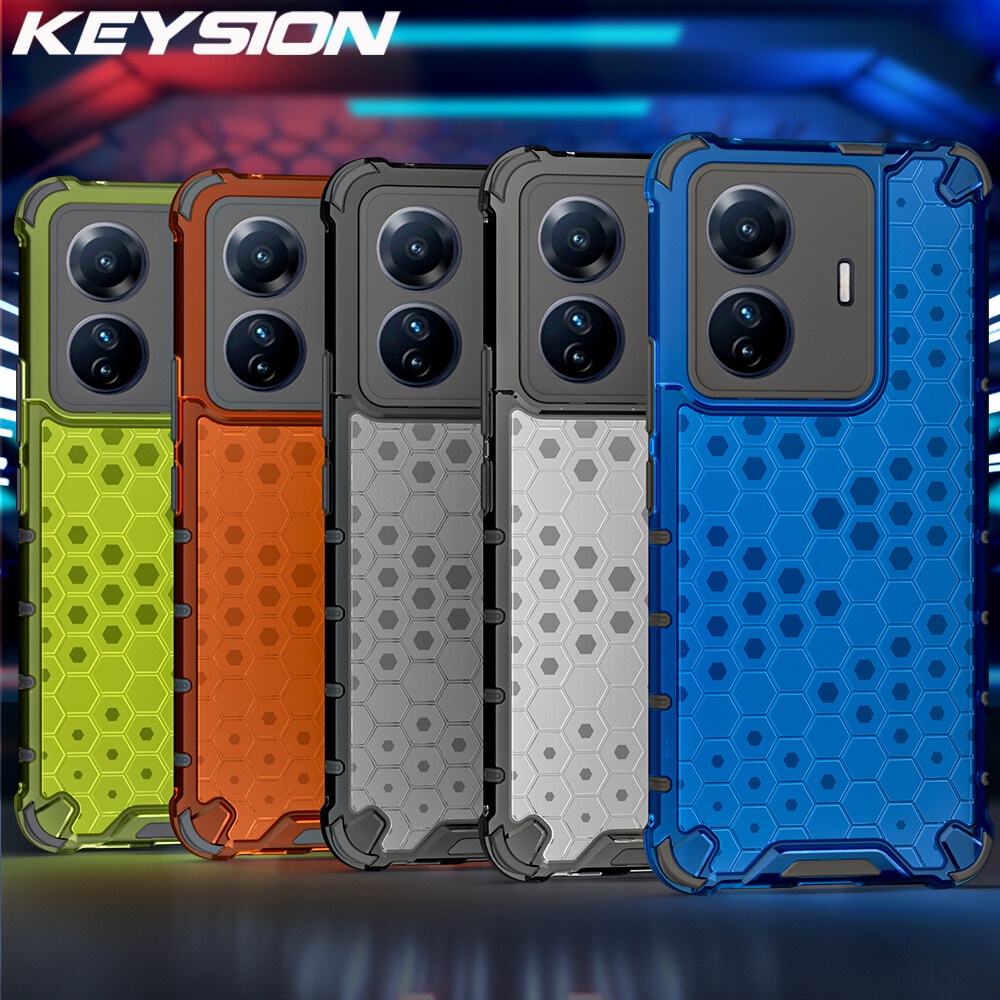 KEYSION Shockproof Armor Case for VIVO T1 5G Transparent Honeycomb ...
