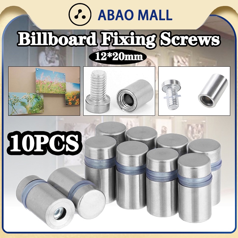 10PCS Stainless Steel Standoff Screws for Glass Acrylic Advertising ...