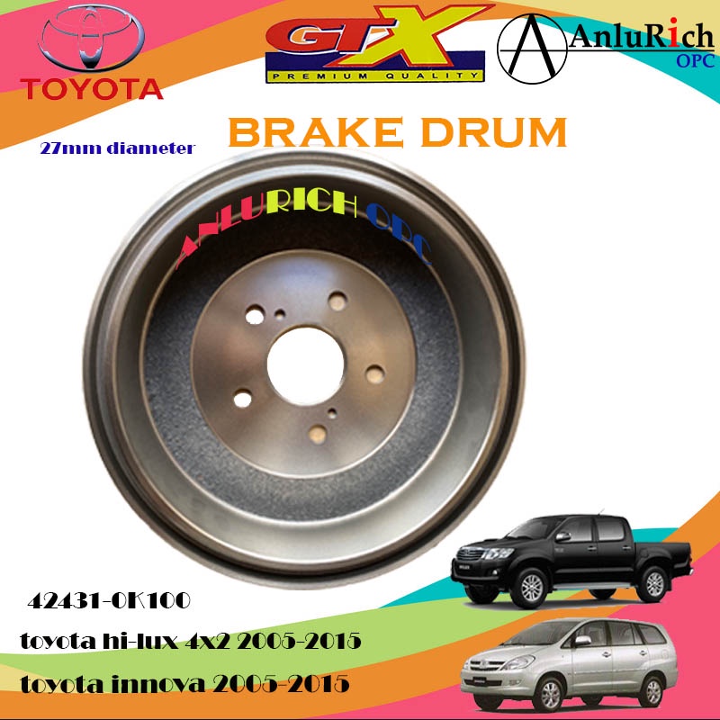 Brake Drum Rear Toyota Innova 2005-2015 GTX Part no.42431-0k100 ...