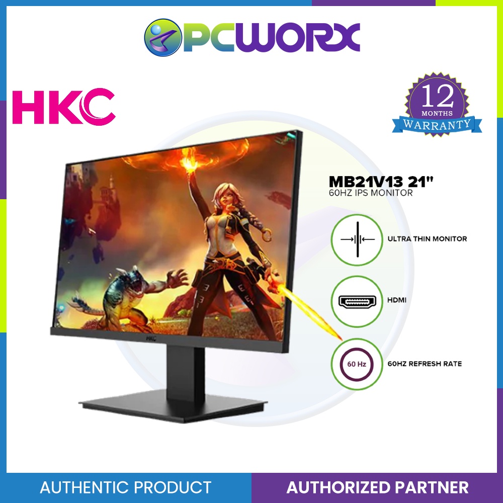 HKC 21" MB21V13 60Hz Refresh Rate 1920x1080 with HDMI/DSUB Flat IPS Panel Ultra-thin Led Monitor ...