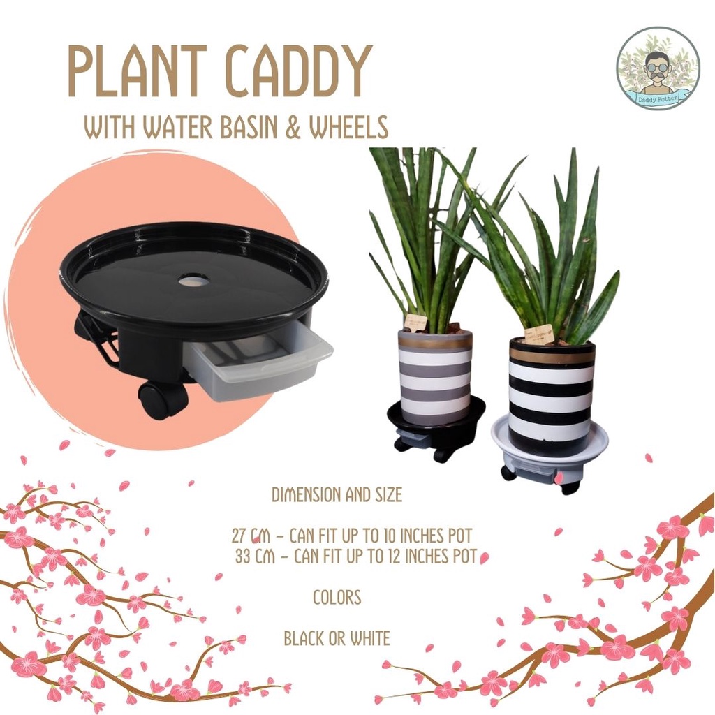 Daddy Potter Plant Pot Caddy / Holder with Water Container and Rotating ...