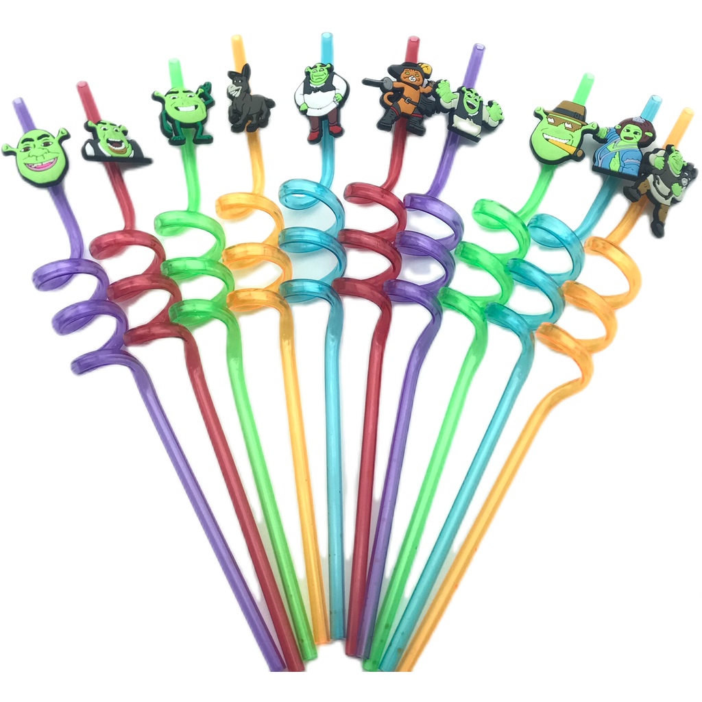 10 Pieces Shrek Cartoon Series Creative Straws (Cartoon Random Matching ...