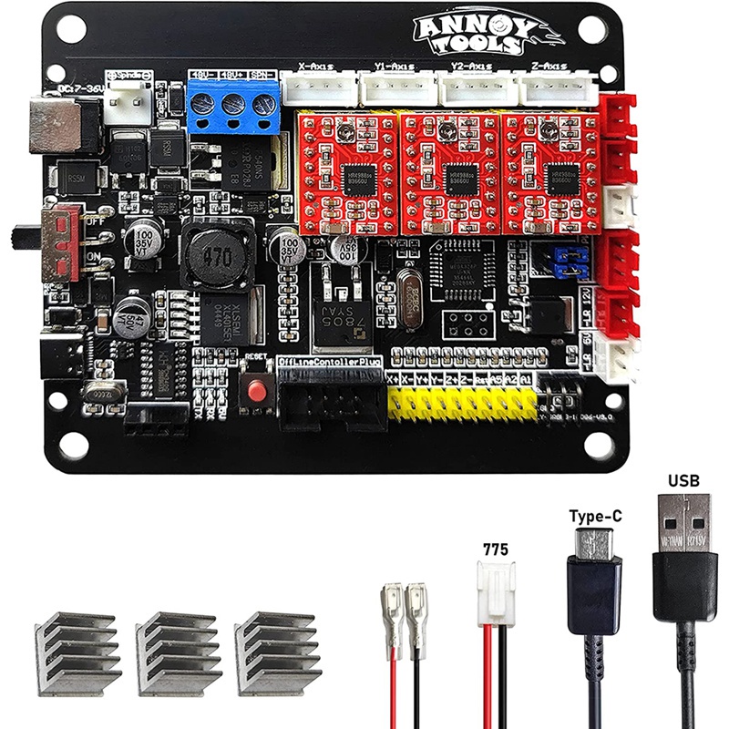 GRBL CNC Controller Control Board,3 Axis Stepper Motor Connect To 300W Spindle USB Driver Board ...