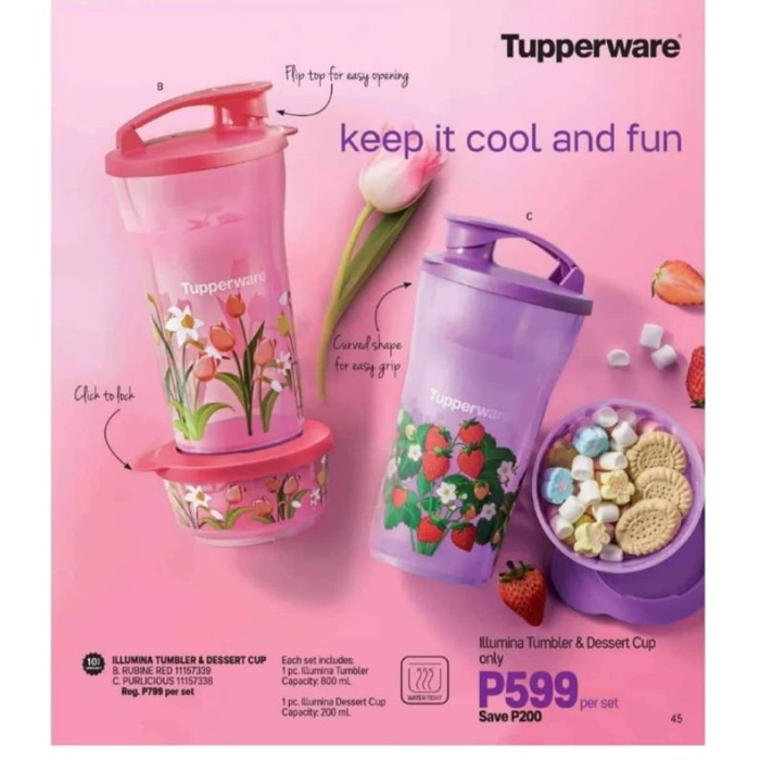 Tupperware Illumina Tumbler & Dessert Cup | Shopee Philippines
