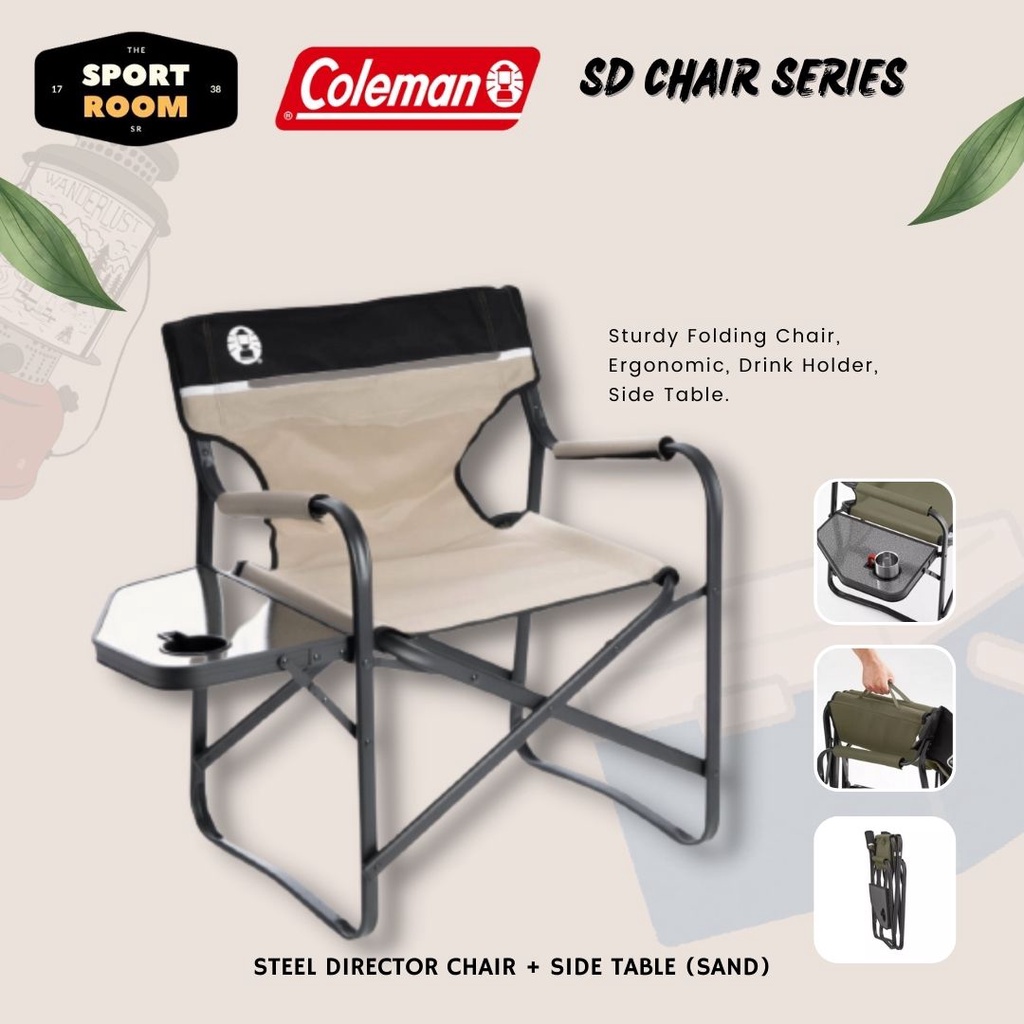 COLEMAN Steel Director Chair with Side Table Camping Foldable Lipat ...