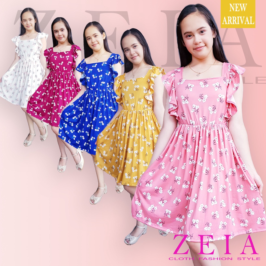 ZEIA/ RUFFLE SLEEVE KIDS DRESS (cotton span fabric) | Shopee Philippines