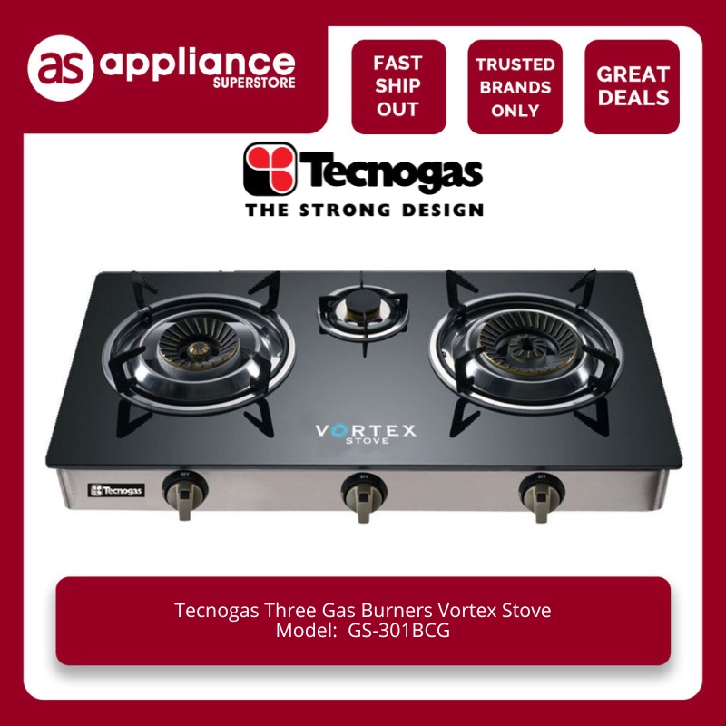 Tecnogas Three Gas Burners Vortex Stove GS-301BCG | Shopee Philippines