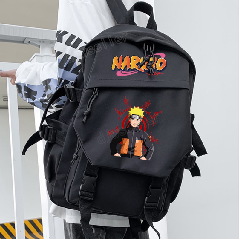 Naruto Backpack Unisex Black Large Capacity Student Schoolbag High ...