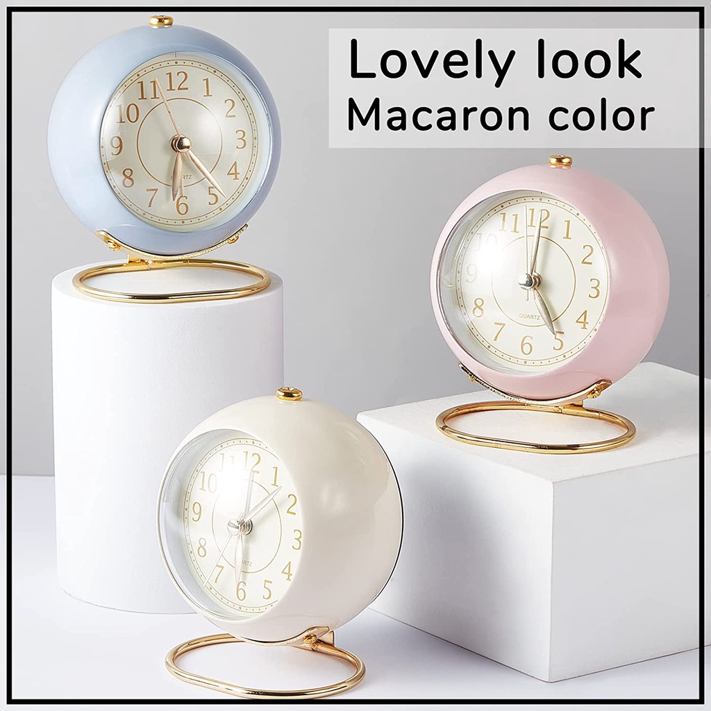 ins Style Silent Table Clock Retro with Backlight Alarm Clock Bedside ...