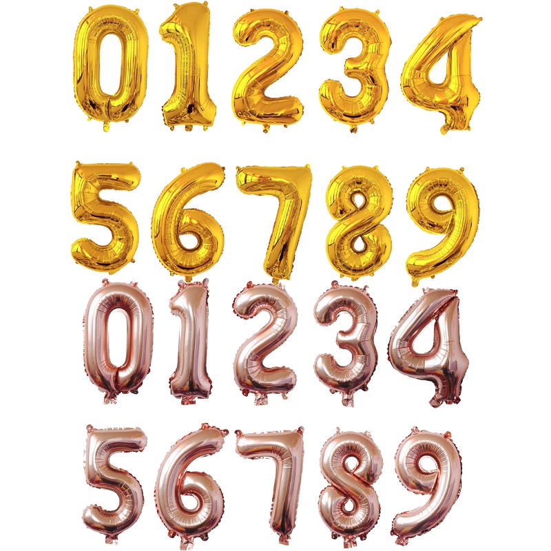 16 Inch Gold Rose Gold Number Balloons Party Balloons Birthday Party ...