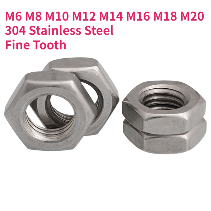 M6 M8 M10 M12 M14 M16 M18 M20 304 Stainless Steel Fine Tooth Hexagon ...
