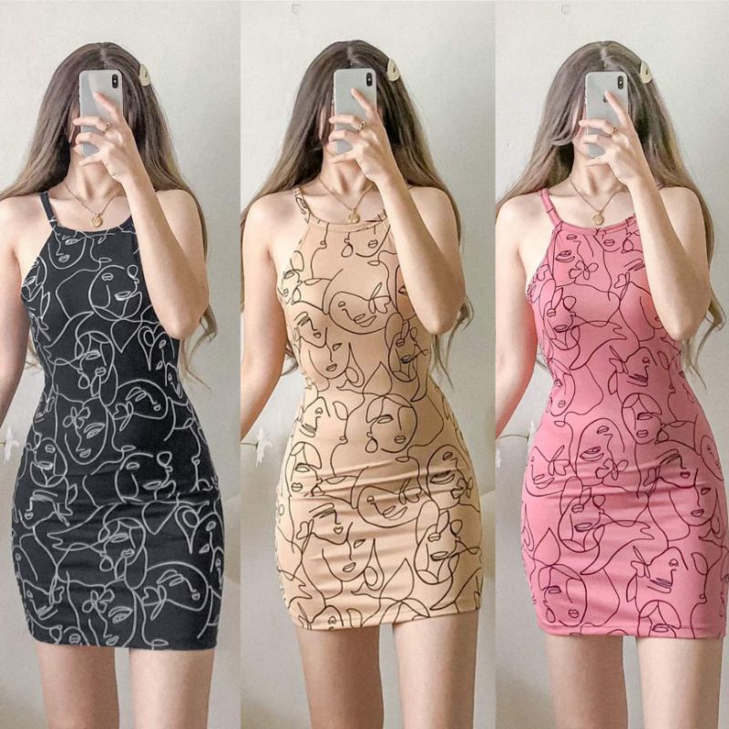 Aesthetic Halter Bodycon Dress | Shopee Philippines