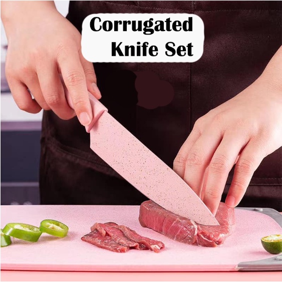 Knife Set 6 PCS Pastel Colors Stainless Steel Chef Knife Bread Knife ...