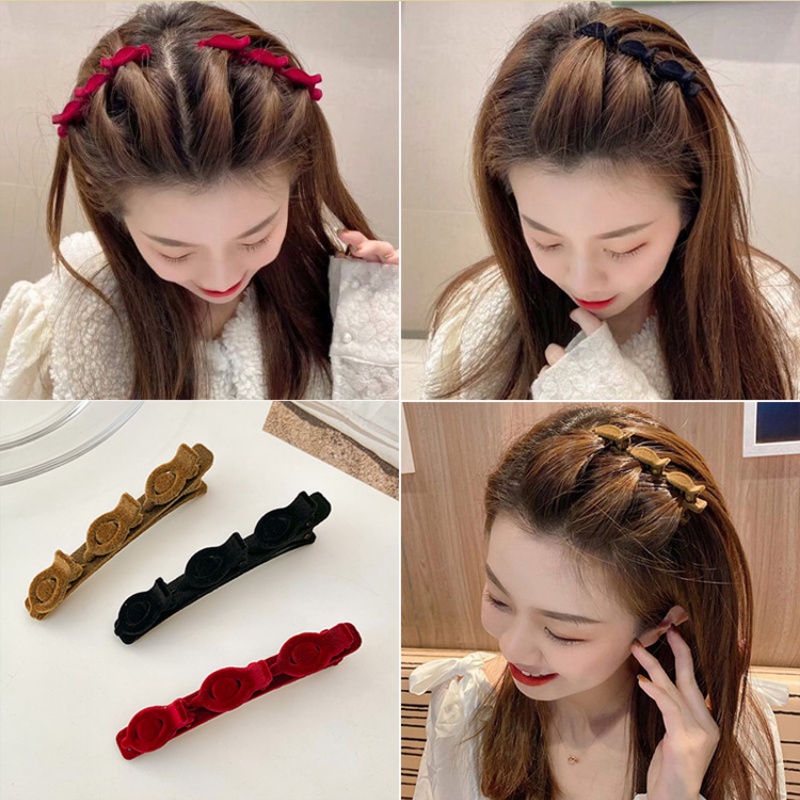 Flocking Braided Hairpin Female Side Bangs Forehead Duckbill Clip ...