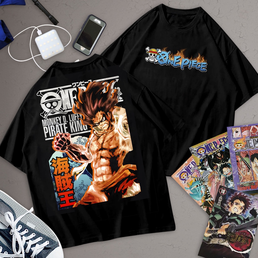 Anime Oversize Black Shirts DemonSLayer x Onepiece Graphic Manga Tees ...