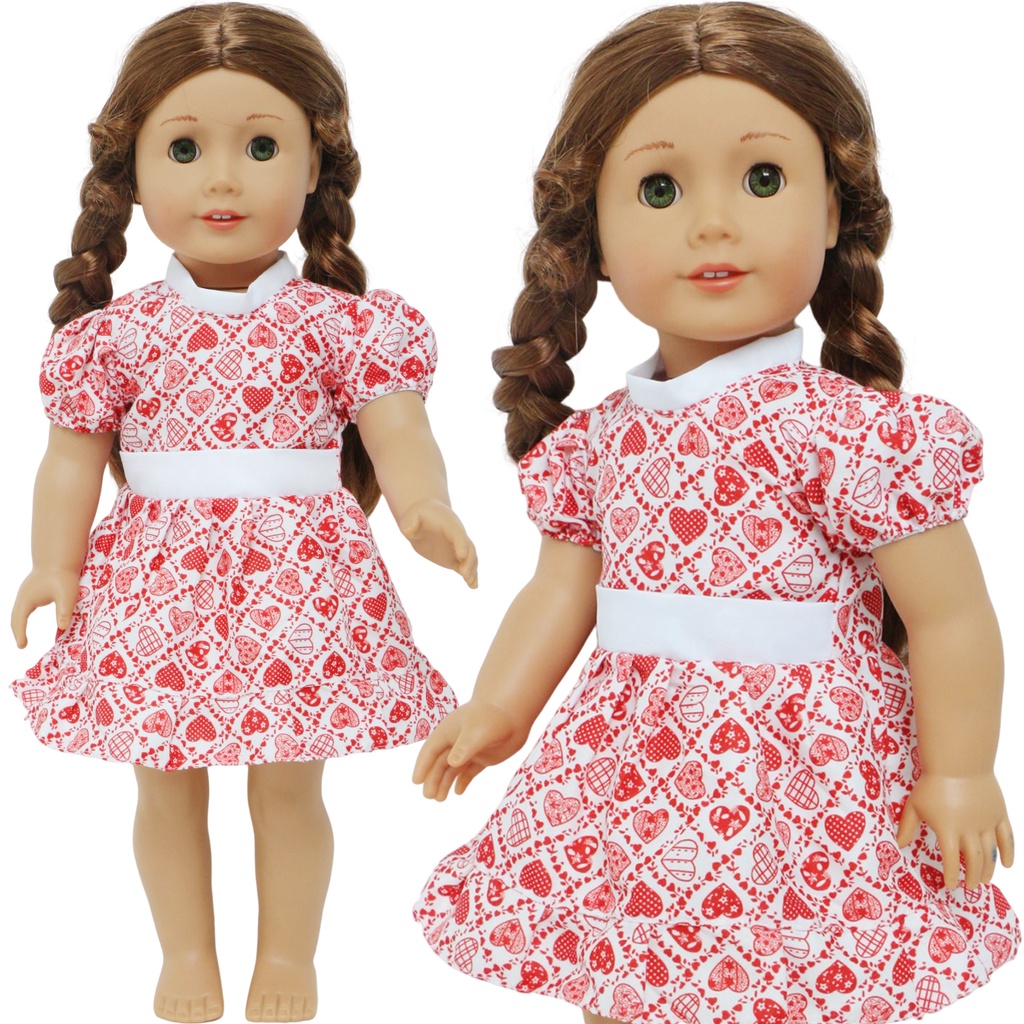 BJDBUS Fashion Doll Dress for 18 Inch Baby Girl 43 cm Doll Red Heart ...