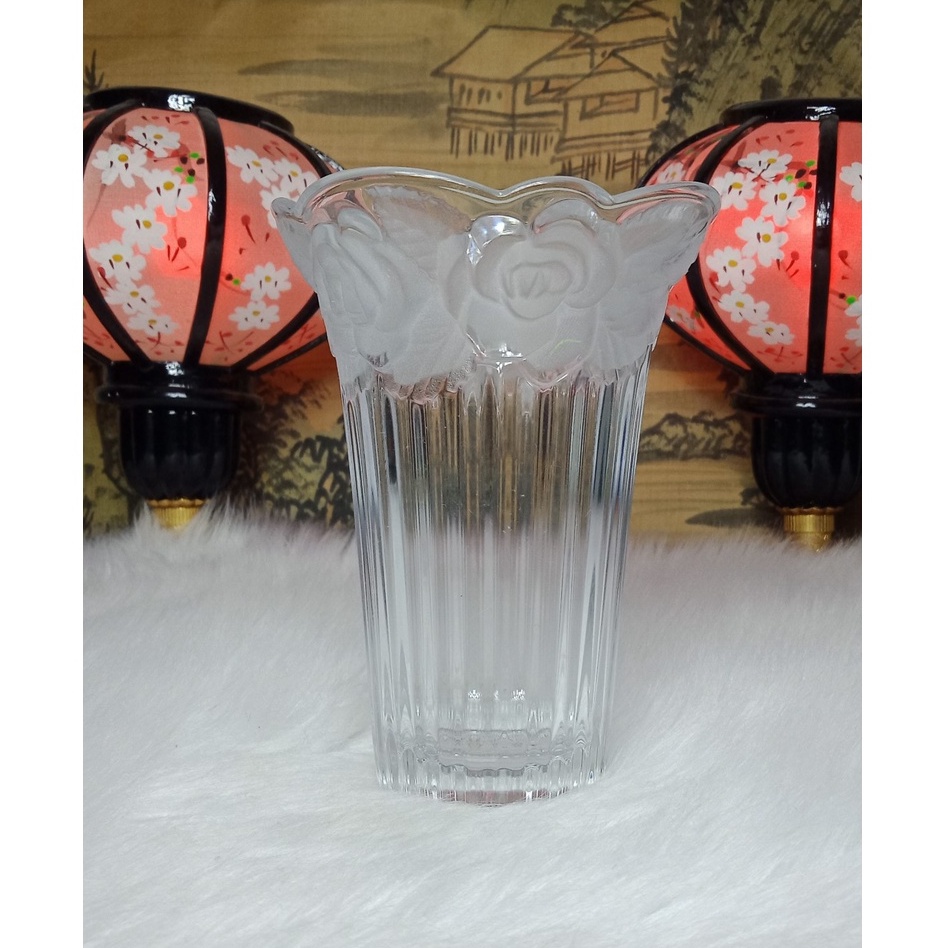 HOYA GLASS EMBOSSED ROSE FLORAL VASE - JAPAN | Shopee Philippines