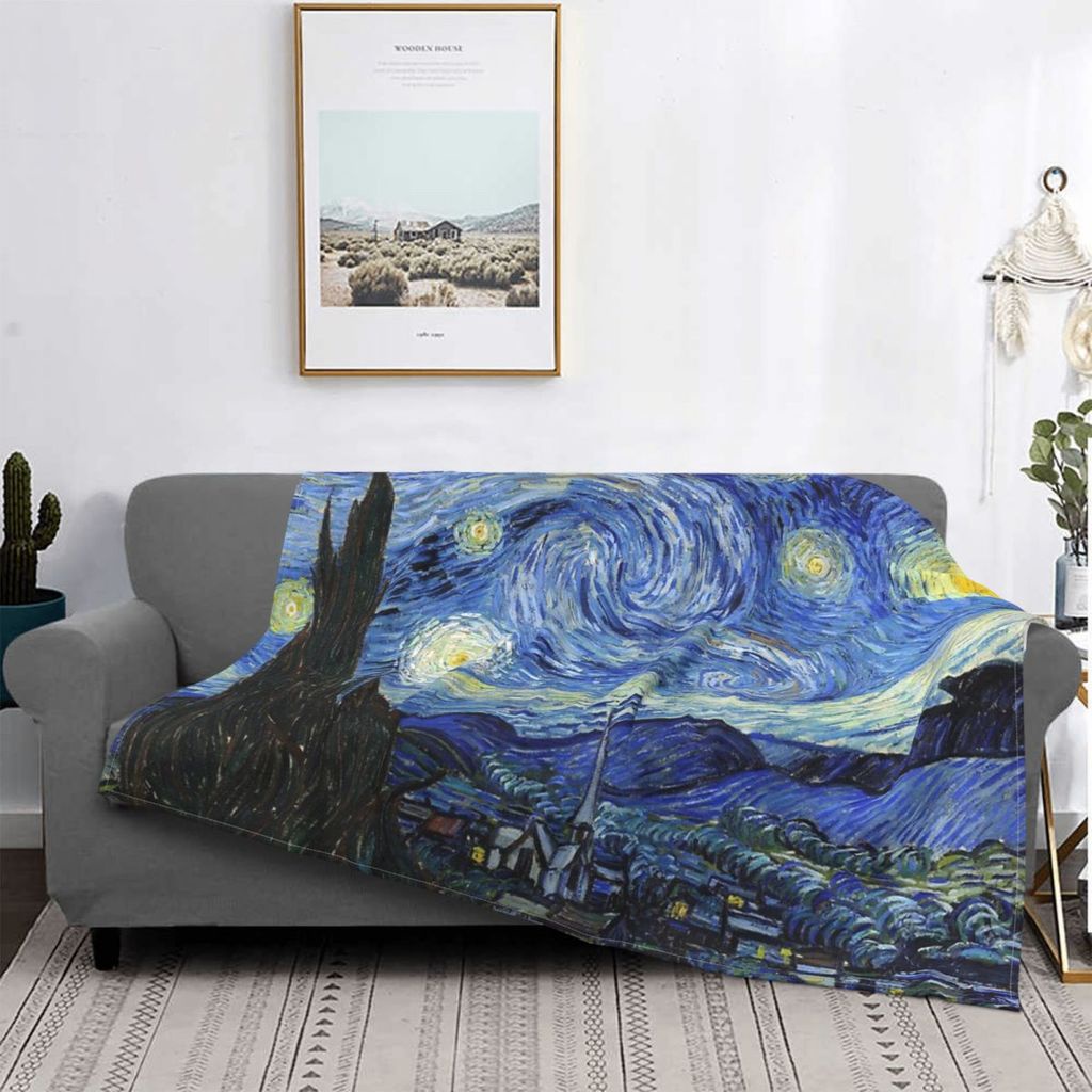 Blanket The Starry Night by Vincent Van Gogh, Art Print Throw Blanket ...