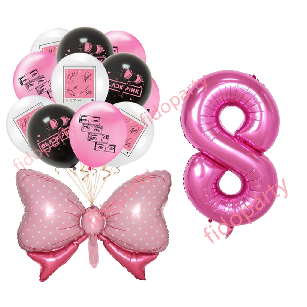 15pcs BLACKPINK Theme Balloons Party Decoration Number Balloon Latex ...