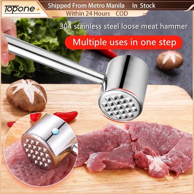 Stainless Steel 304 Meat Tenderizer Tender Meat Beat Hammer Steak Beef ...