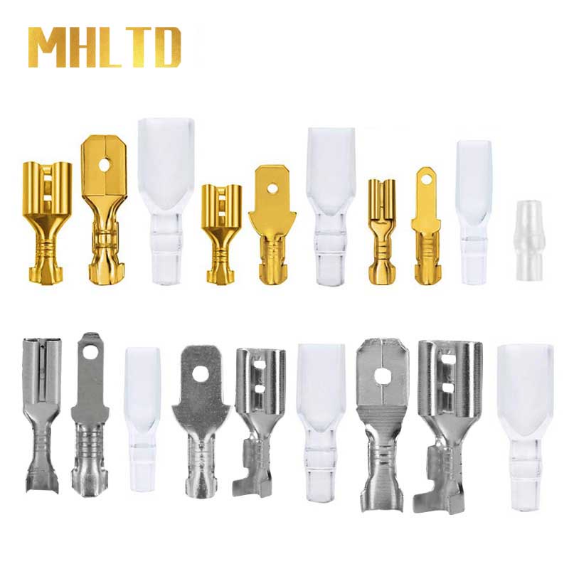 【50/100Pcs】 2.8mm 4.8mm Plug Spring Female Male Spade Cold Crimp ...