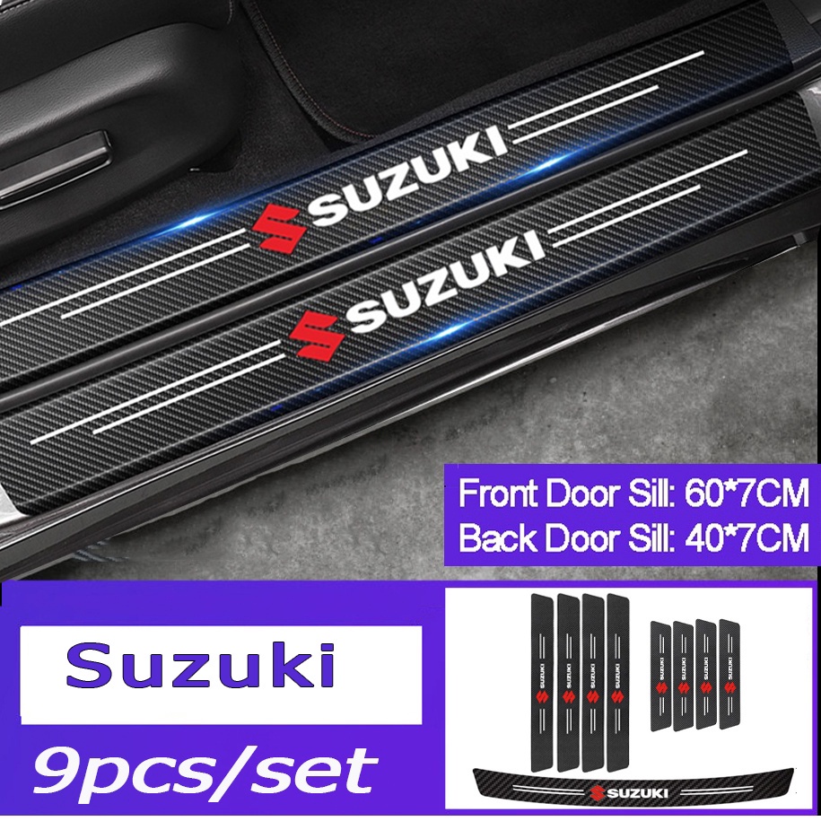 1Set Carbon Fiber Car Door Sill Protector Sticker For Suzuki ERTIGA ...