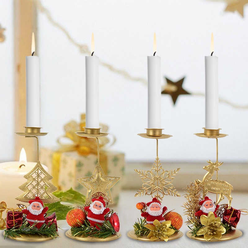 1PC Christmas Iron Candlestick Santa Claus Snow Star Candlestick Iron ...