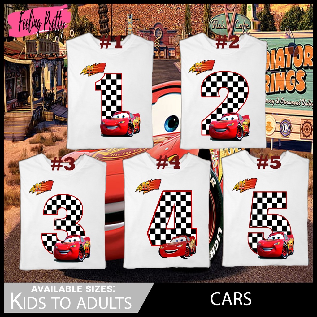 Cars Mc Queen Number 1 2 3 4 5 Speed Lightning Kids to Adults Unisex ...