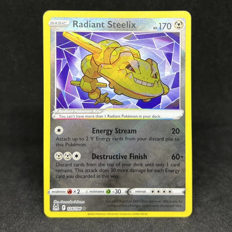 Pokemon TCG Radiant Steelix Shiny Holo Rare 124/196 2022 Sword & Shield ...