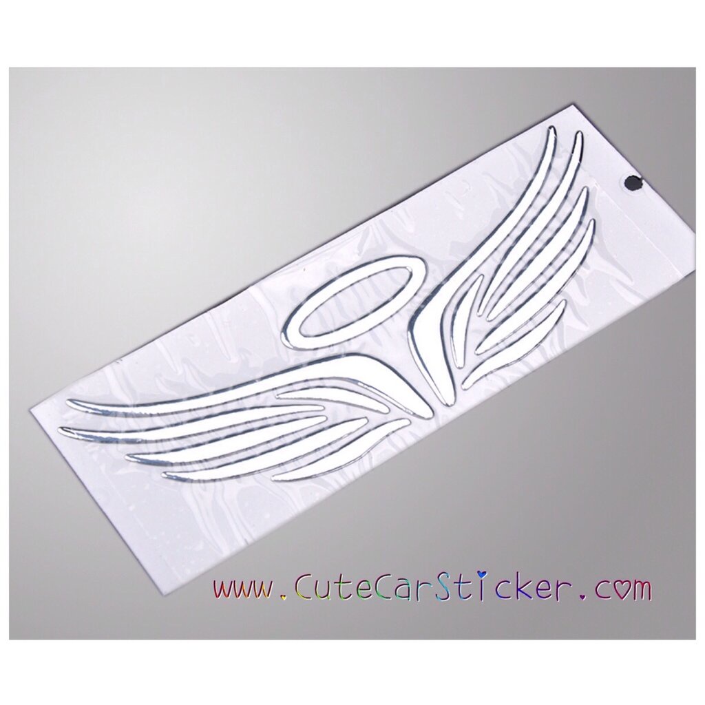 3D Angel Wings Wing Stickers Attached To Car Brand Logo (Silver ...