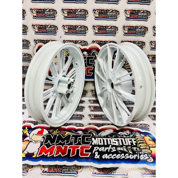 LEIVENGER MAGS SET 10 SPOKES 4HOLES CLICK125i/150i V1/V2 F2.15/R2.50/14 W/ BEARING WHITE/GOLD ...