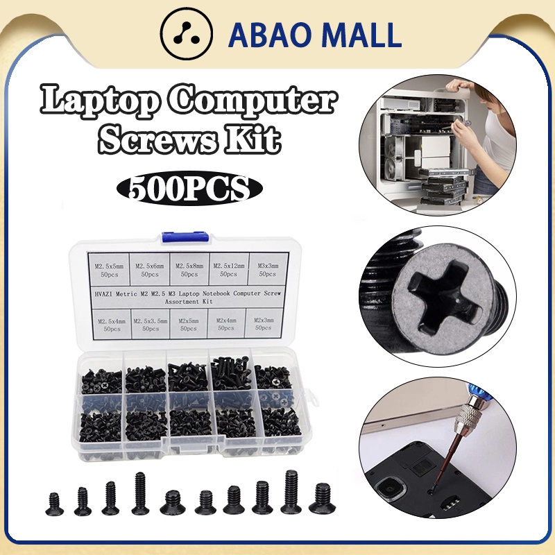 【real】500pcs M2 M2 5 M3 Laptop Computer Screws Kit Flat Head Phillips