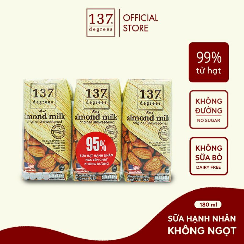 Pack Of 3 Boxes Of 137 Degrees Sugar-Free Almond Milk 180ml (5.24 Months date) | Shopee Philippines