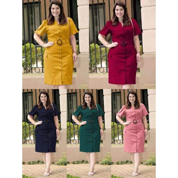 HQT FASHION APPLE SY #331 PLUSIZE PLAIN CASUAL MIDI DRES W/ BELT ...