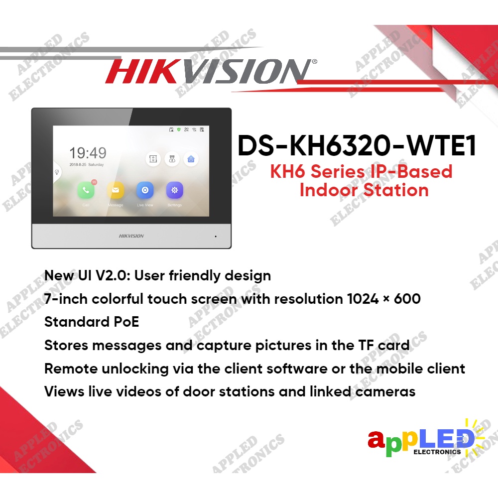 Hikvision DS-KH6320-WTE1 Video Door Phone/Intercom Indoor Station | Shopee Philippines
