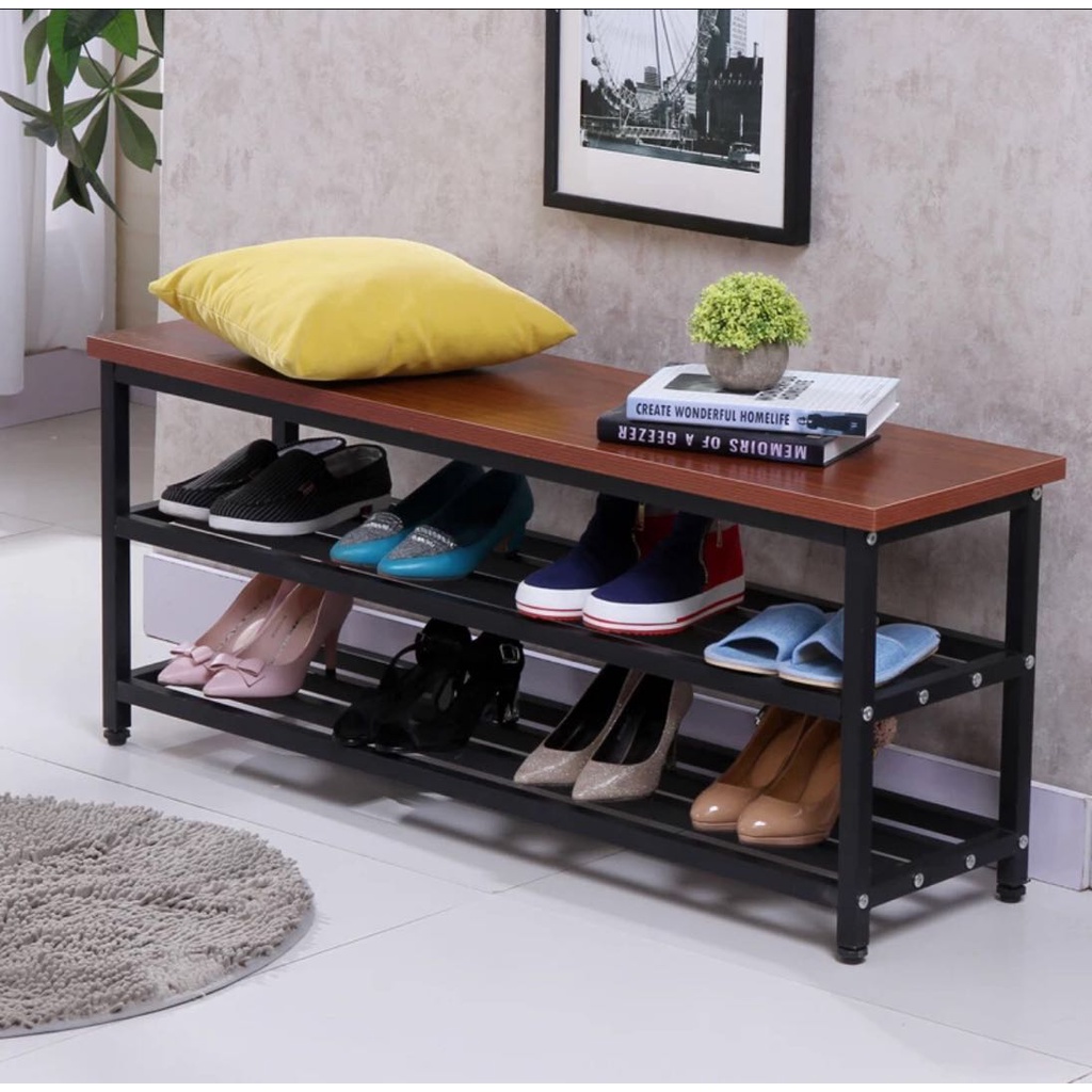 Minimalist Shoe Rack Bench 80CM BROWN | Shopee Philippines