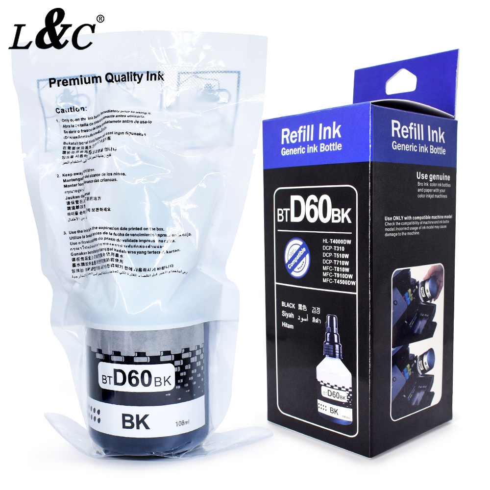 L&C BT5000 D60 Ink Refill Ink for Brother Printer Dcp-T300 T310 T500w ...