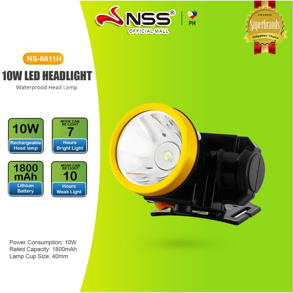 Nss Headlight LED head lamp 10W rechargeable lithium battery super ...