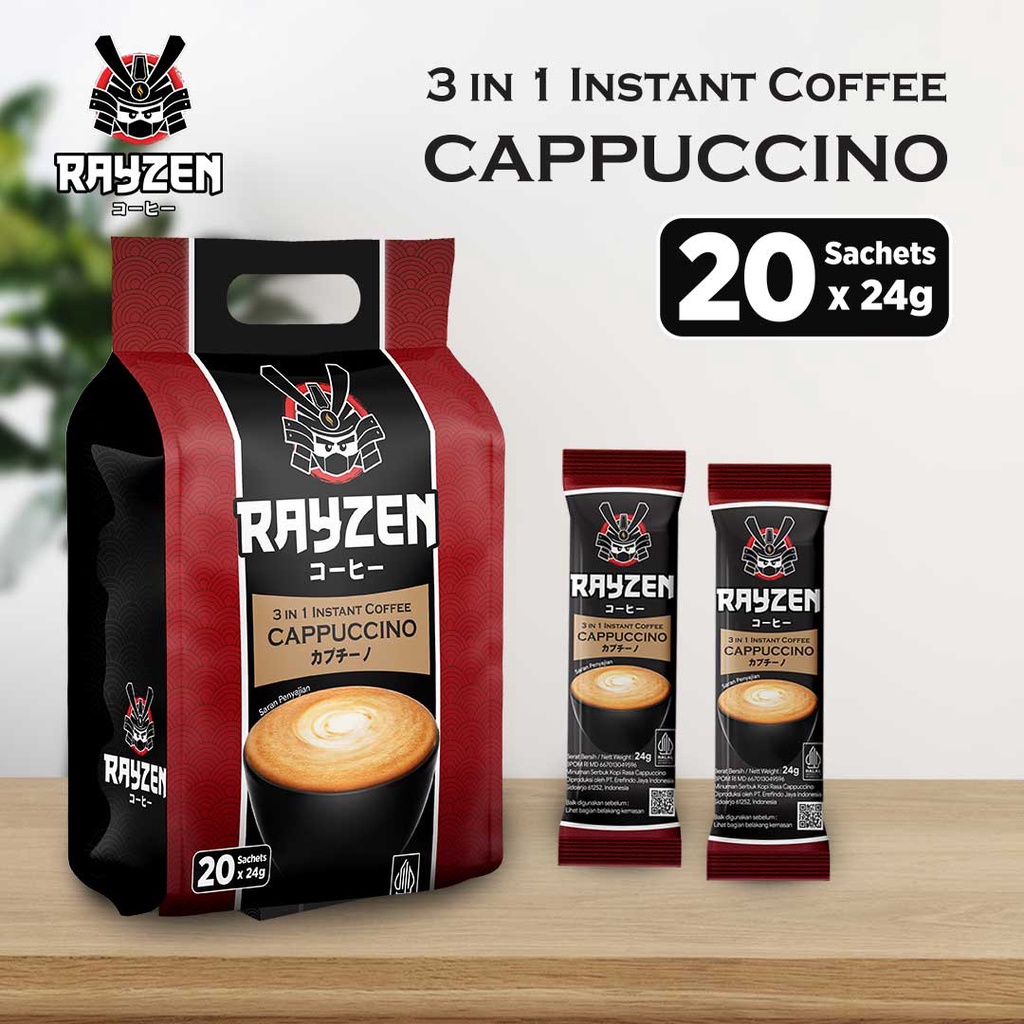 Rayzen Instant Coffee 3 in 1 Cappuccino Bag 20 sachets x 24g | Shopee ...