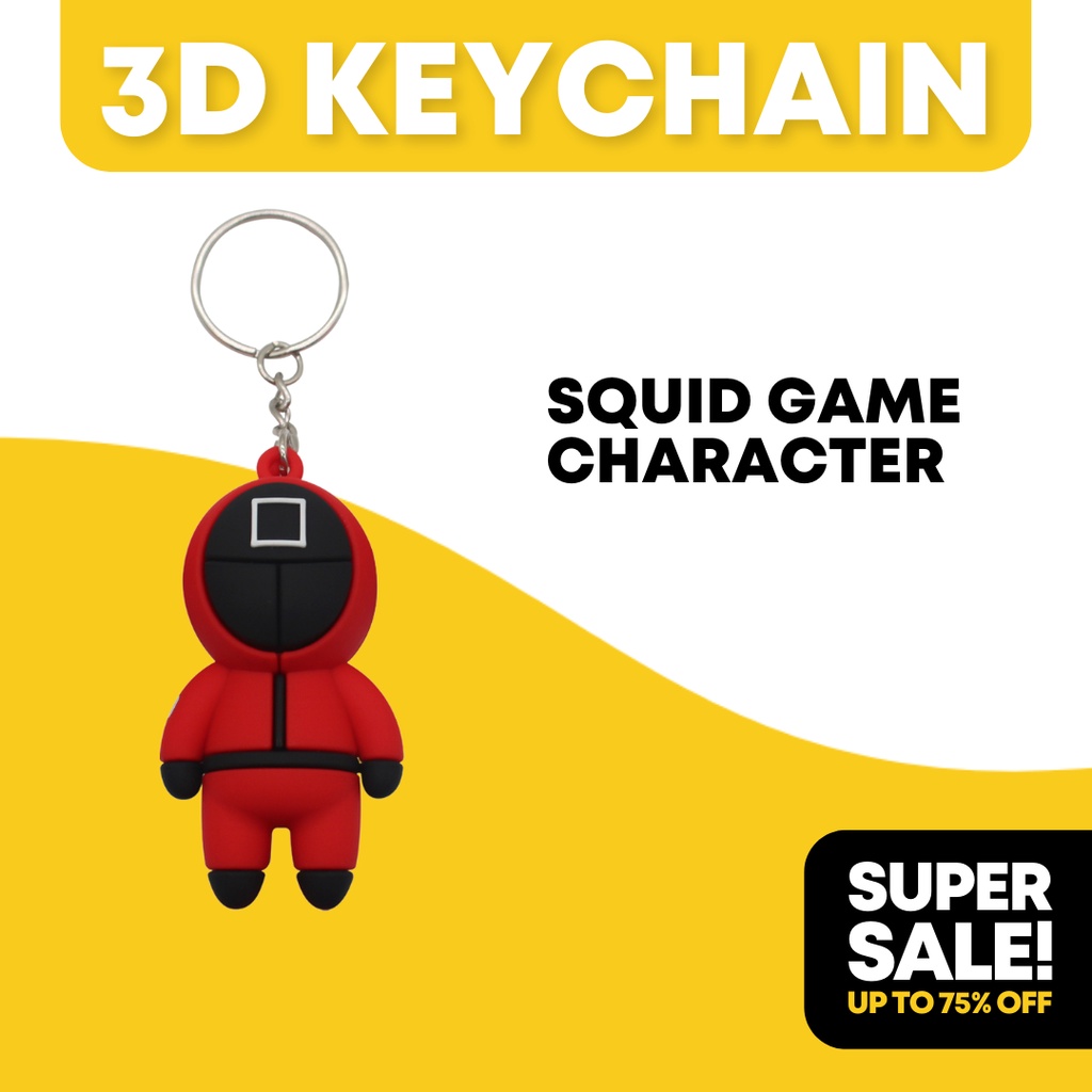 Original 3D Squid Game Keychain Masked Character Figures Keyring ...