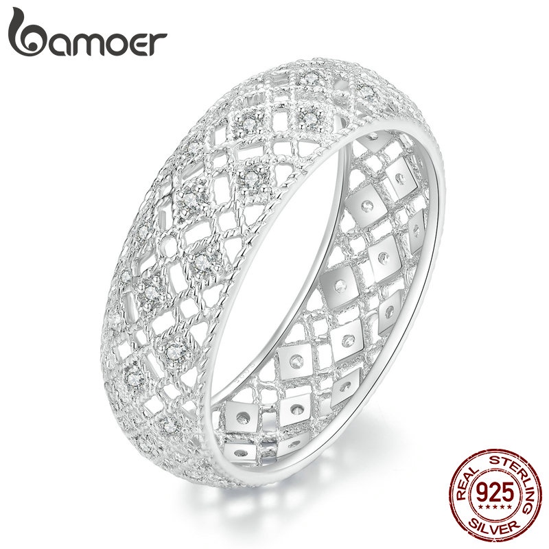 BAMOER 925 Silver Exquisite Wide Ring Jewelry For Couple Women Men | Shopee Philippines